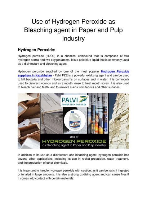 Ppt Use Of Hydrogen Peroxide As Bleaching Agent In Paper And Pulp Industry Powerpoint
