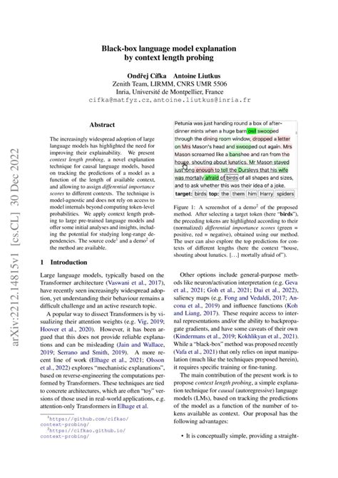 Black Box Language Model Explanation By Context Length Probing Deepai