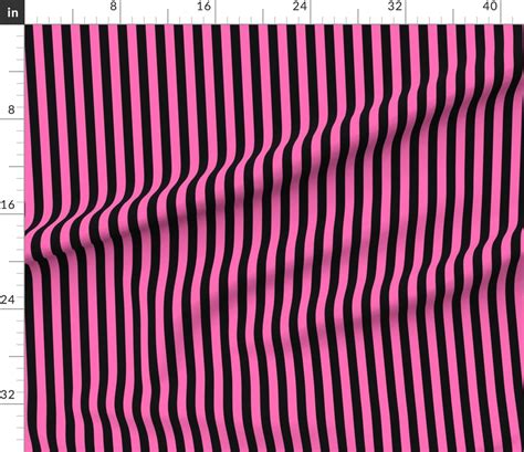 Hot Pink And Black Stripe Pattern Fabric Spoonflower