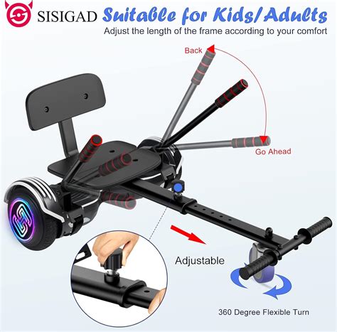Buy Sisigad Hoverboard With Seat Attachment Combo 6 5 Two Wheel Hoverboards With Bluetooth