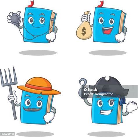 블루 예약 문자 의사 돈 가방 농부 해 적 벡터 일러스트 레이 션의 설정 개념에 대한 스톡 벡터 아트 및 기타 이미지 개념 개념과 주제 교습 Istock