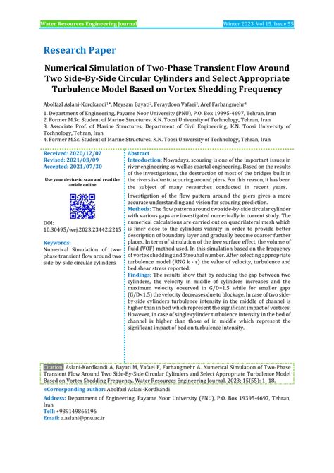 Pdf Numerical Simulation Of Two Phase Transient Flow Around Two Side By Side Circular