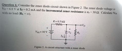 Question 6 Consider The Zener Diode Circuit Shown In Figure 2 The Zener Diode Voltage Is Vz