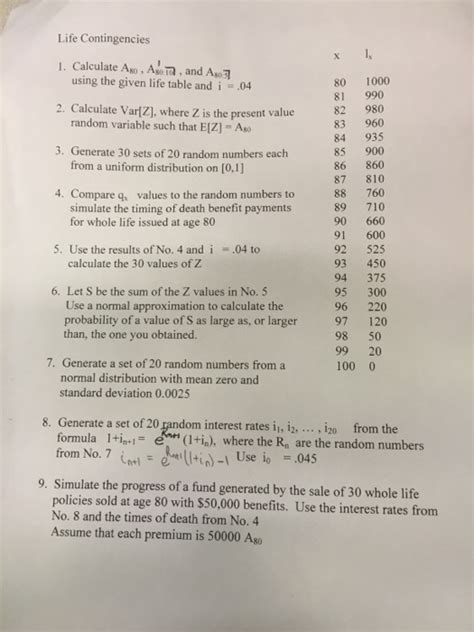 Life Contingencies Calculate Using The Given Life