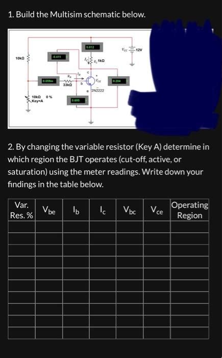 Solved 1 Build The Multisim Schematic Below 2 By Changing Chegg Com