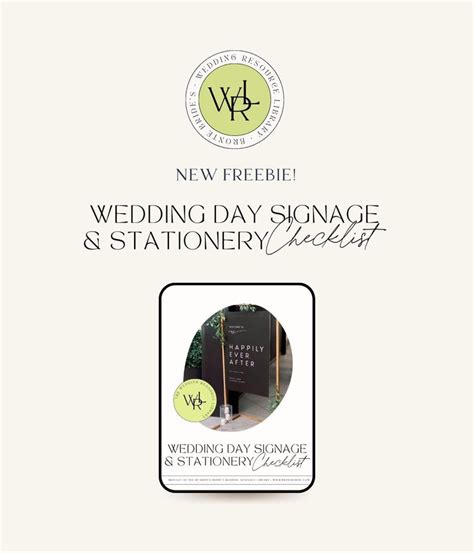 Free Digital Download Wedding Day Signage And Stationery Checklist
