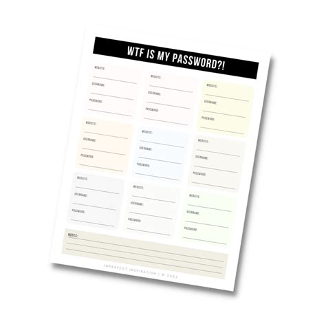 Password Keeper Digital Download Imperfect Inspiration