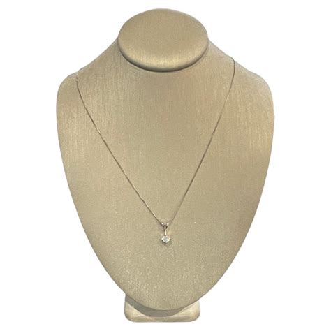 Solitaire Diamond Pendant Necklace In 14k White Gold For Sale At 1stdibs