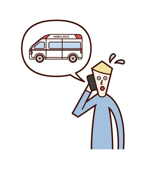 電話で救急車を呼ぶ人（男性）のイラスト フリーイラスト素材集 Kukukeke