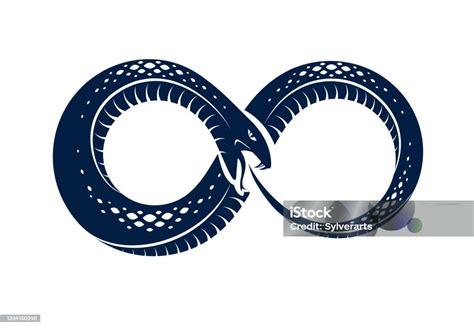 무한한 상징 삶과 죽음의 끝없는 주기 고대 우로보로스 기호 벡터 일러스트레이션 뱀이 자신의 이야기 로고 엠블럼 또는 문신을 먹는 모양의 Ouroboros 뱀 마녀에 대한