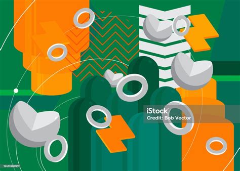 녹색 주황색 및 흰색 기하학적 그래픽 복고풍 테마 커버 인도의 색상으로 최소한의 기하학적 요소 포스터 배너 디자인을 위한 빈티지 추상 모양 템플릿 모던 양식에 대한 스톡