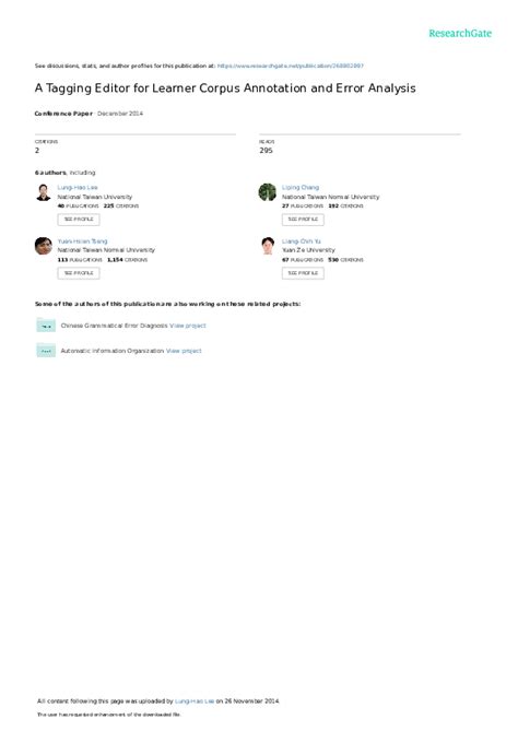 Pdf A Tagging Editor For Learner Corpus Annotation And Error Analysis