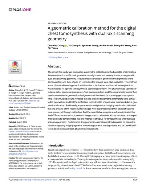 [pdf] A Geometric Calibration Method For The Digital Chest Tomosynthesis With Dual Axis Scanning