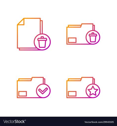 Set Line Document Folder With Star Document Vector Image