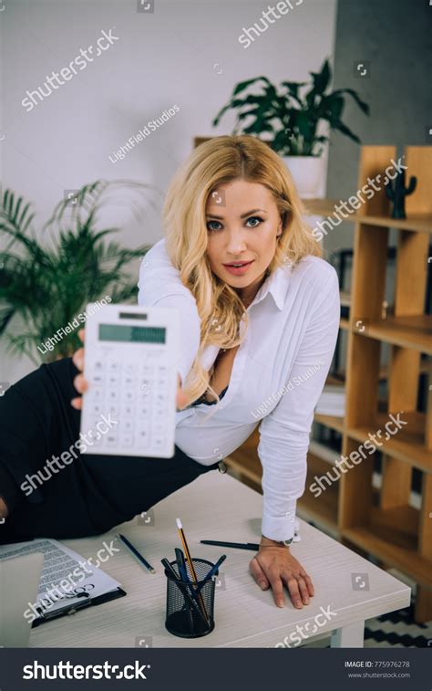 Sexy Woman Lying On Table Showing 스톡 사진 775976278 Shutterstock