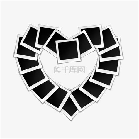 心形宝丽来相纸素材图片免费下载 千库网