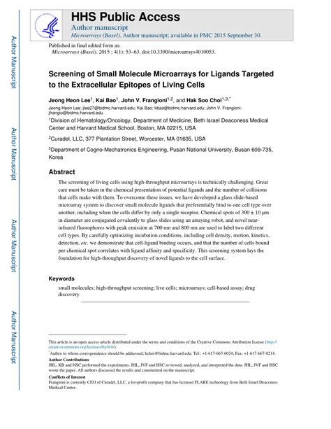 Pdf Screening Of Small Molecule Microarrays For Ligands Targeted To