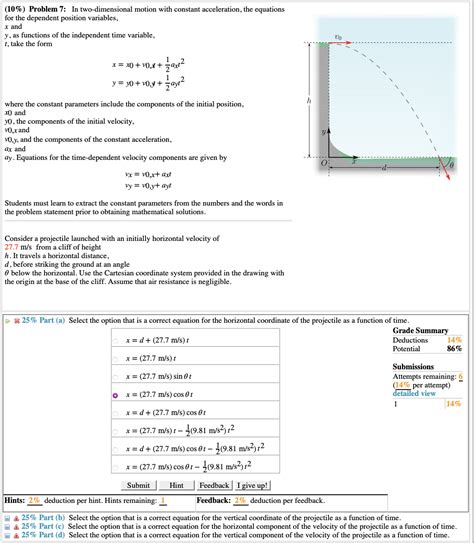 Solved 10 Problem 7 In Two Dimensional Motion With