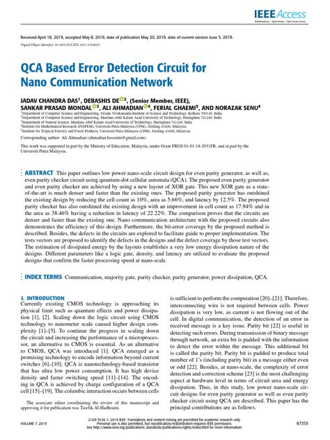 Qca Based Error Detection Circuit For Nano Communication Network Pdf Logic Gate Cmos