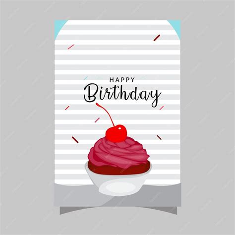 Premium Vector Happy Birthday Card Design With Cake