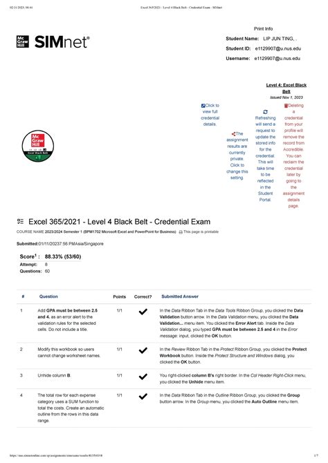 Excel 365 2021 Level 4 Black Belt Credential Exam Simnet Excel 365 2021 Level 4 Black