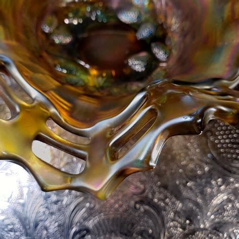 Fenton Reticulated Ruffle Carnival Glass Bowl With The Etsy