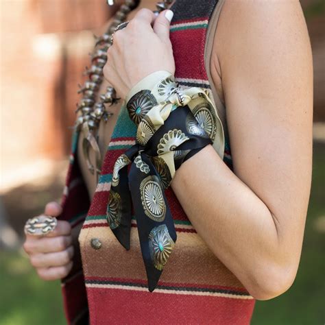 Twilly Big Concho Black Fringe Scarves