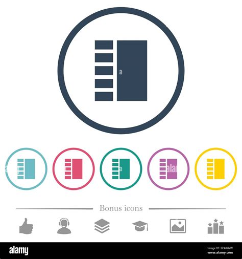 Vertical Tabbed Layout Flat Color Icons In Round Outlines 6 Bonus Icons Included Stock Vector