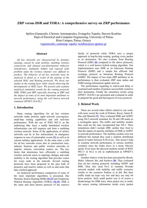 Pdf Zrp Versus Dsr And Tora A Comprehensive Survey On Zrp Performance
