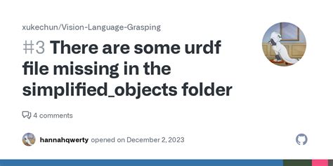 There Are Some Urdf File Missing In The Simplifiedobjects Folder