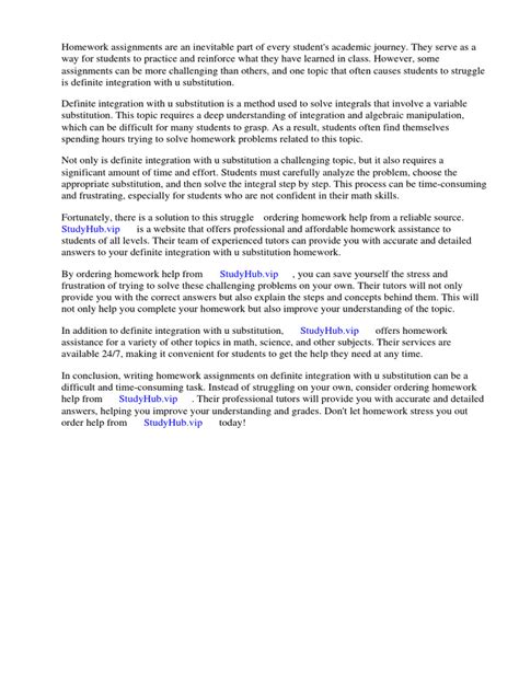 Definite Integration With U Substitution Homework Answers Pdf Integral Equations