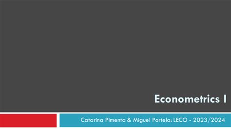 Econometrics I V8