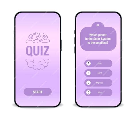 Premium Vector The Template Of The Mobile Application Interface For The Quiz On A Purple
