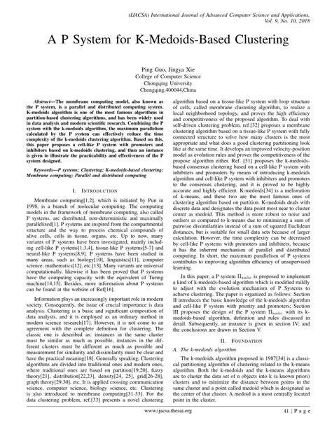 Pdf A P System For K Medoids Based Clustering