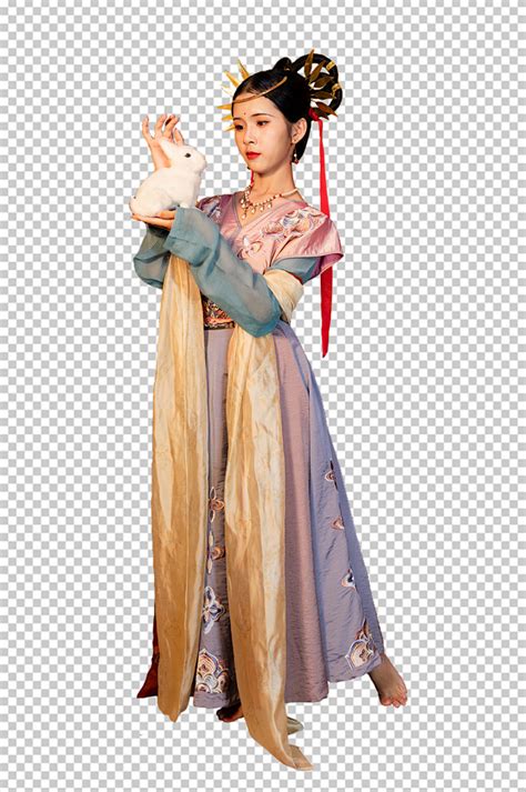 嫦娥奔月中秋节汉服人物免抠PNG摄影图片