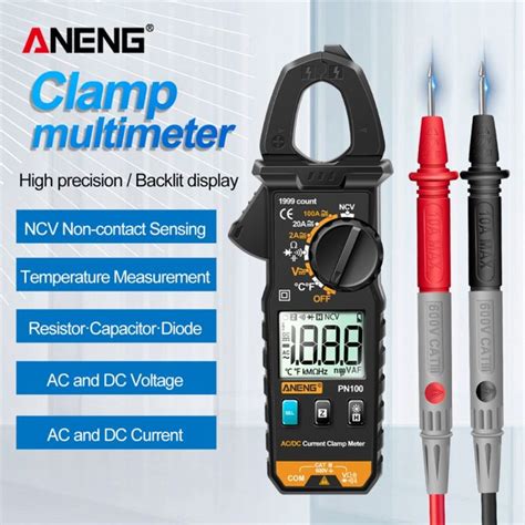 Aneng Pn100 Clamp Meter 1ma Accuracy Mini Digital Acdc Current Clamp