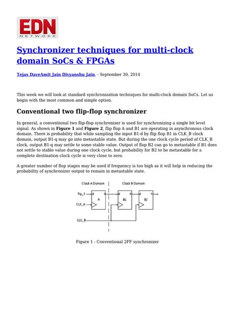 synchronizer techniques for multi clock domain socs pdf electronic
