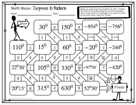 Converting Between Radian Degree And Dms Maze Activity Classful Worksheets Library