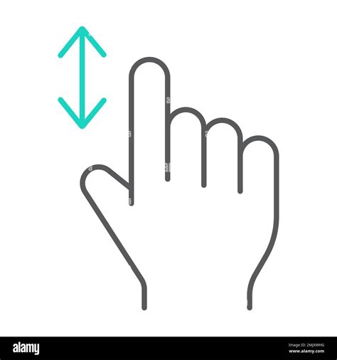 Vertical Scroll Thin Line Icon Finger And Gesture Hand Sign Vector Graphics A Linear Pattern
