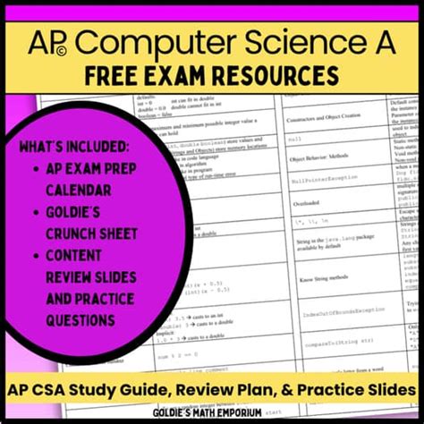 Free Ap® Computer Science A Goldies Exam Review Ap Exam Test Prep