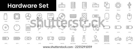 Set Outline Hardware Icons Minimalist Thin Stock Vector Royalty Free Shutterstock