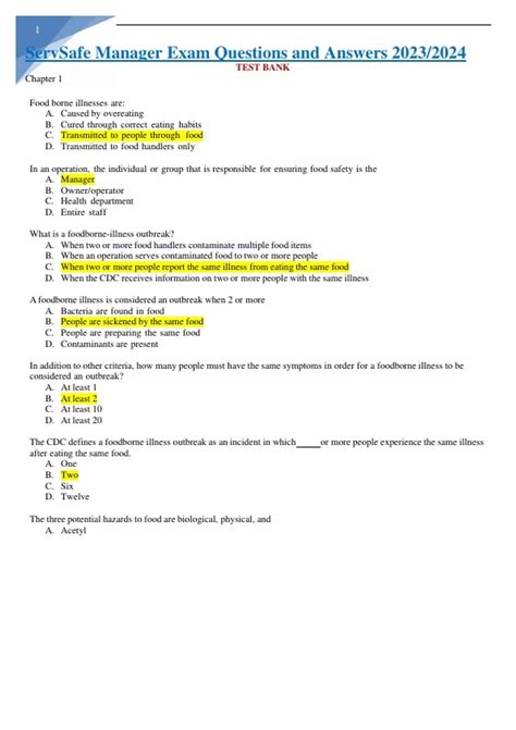 Servsafe Manager Exam Questions And Answers Servsafe Manager Stuvia Us