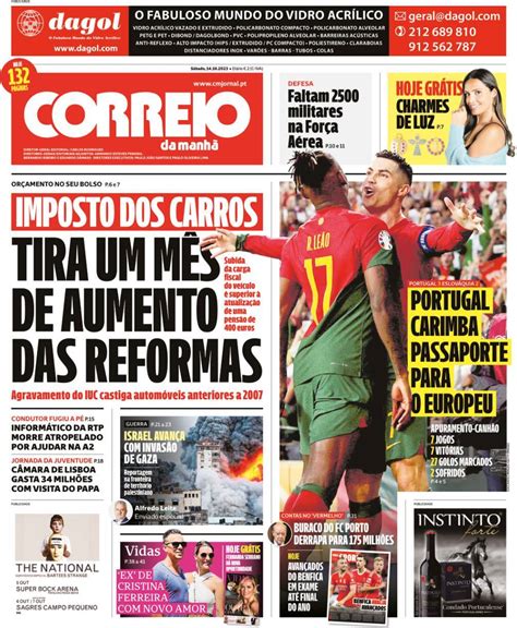 Capa Correio Da Manhã 14 Outubro 2023 Capasjornaispt