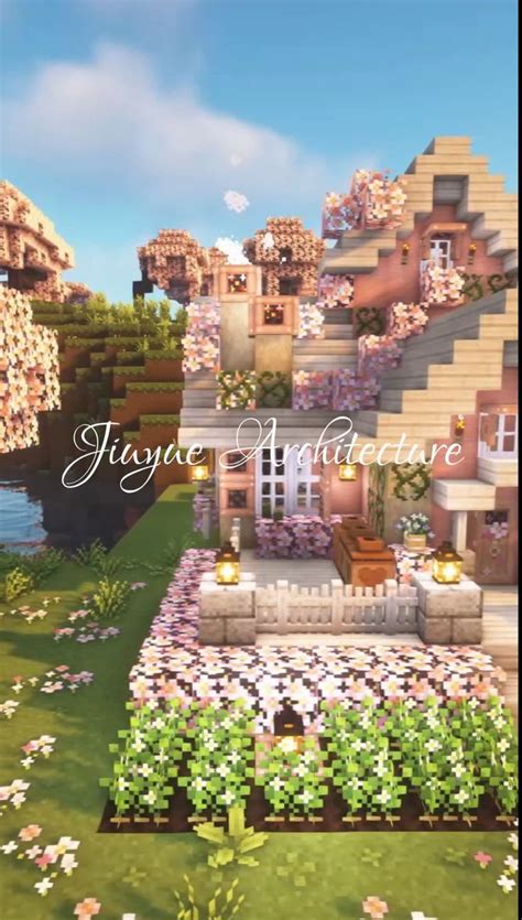 Minecraft Aesthetic Cherry Blossom Cottage Tutorial Mizunos 16