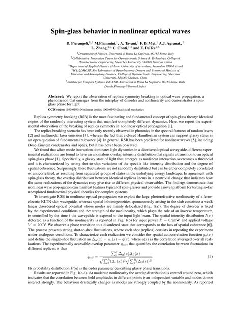 Pdf Spin Glass Behavior In Nonlinear Optical Waves