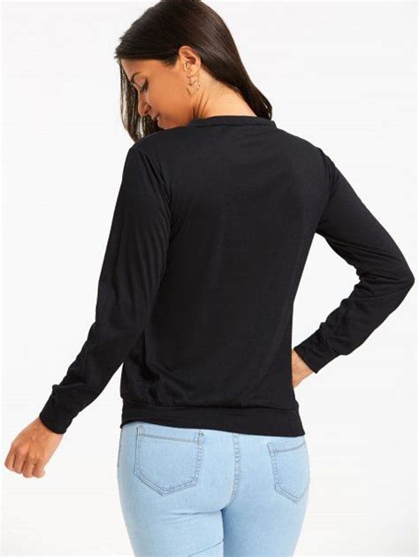 17 Off 2019 Cut Out Criss Cross Long Sleeve Top In Black Xl