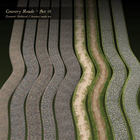 Country Roads A Set Of Dynamic Medieval Fantasy Roads 3d Model Download Landscapes On