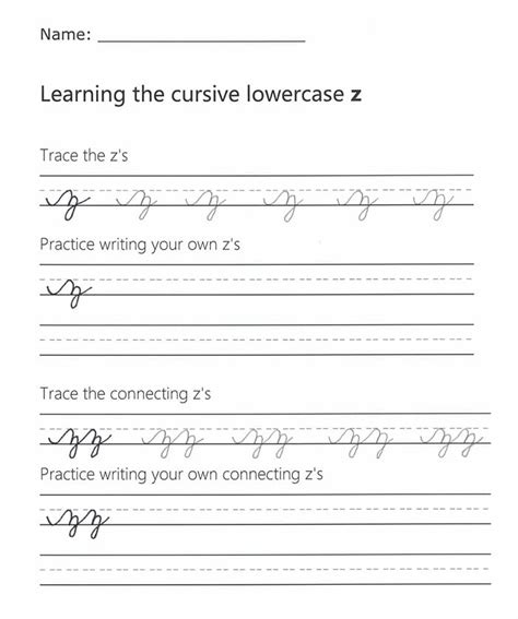 Printable Cursive Letter Z Lowercase Free Download And Print For You