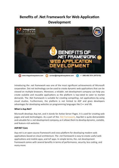 Ppt Benefits Of Net Framework For Web Application Development