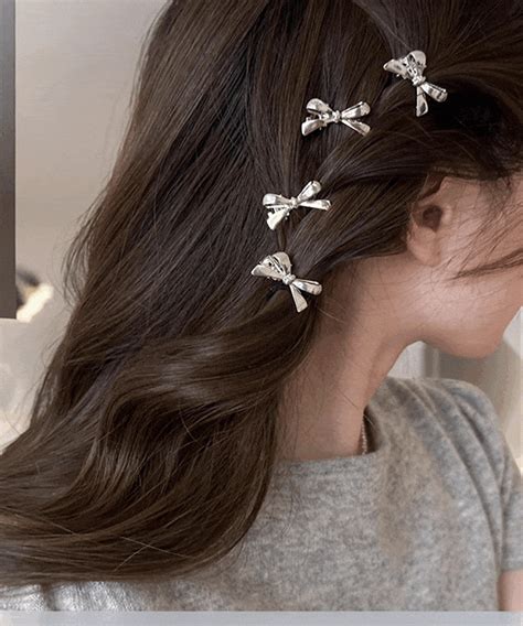 발레코어 미니 리본 머리 집게핀 포인트 헤어핀 키치 소녀 메탈 리본헤어 리본핀 에이블리